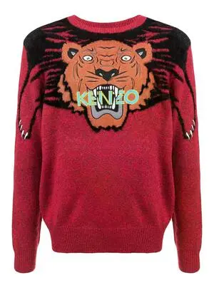 Kenzo Intarsia Tiger Sweater - Red