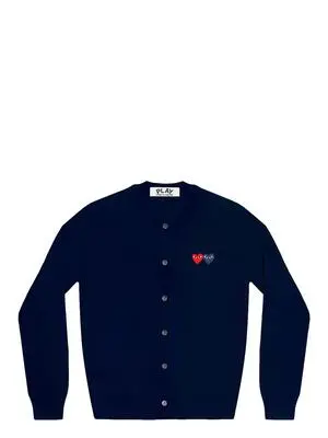 Play Comme Des Garcon Double Heart Cardigan - Blue