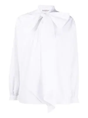 Givenchy Band Collar Pussy Bow Blouse - White