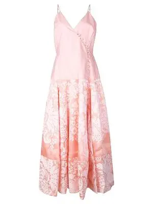 Rosie Assoulin Damask Wrap-front Midi Dress - Pink