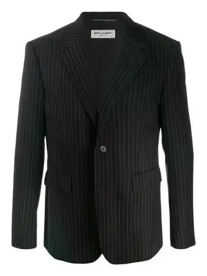 Saint Laurent Pinstriped Buttoned Blazer - Black