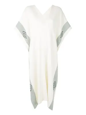 Voz Diamante Pattern Poncho - White