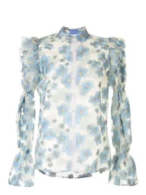 MACGRAW Souffle Embroidered Blouse - Blue