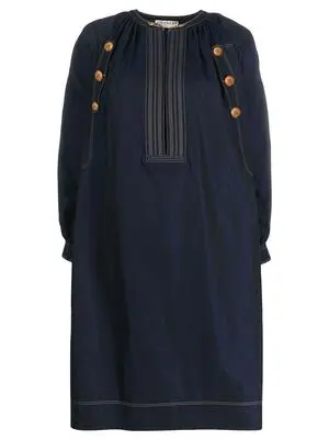 Givenchy Button Detailed Poplin Dress - Blue