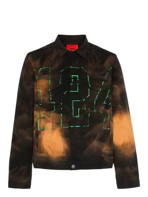 424 Logo Embroidered Ombre Effect Denim Jacket - Multicoloured