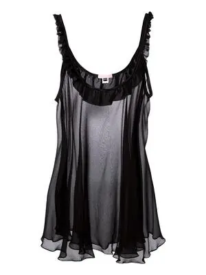 GILDA & PEARL Bardot Sheer Slip Dress - Black