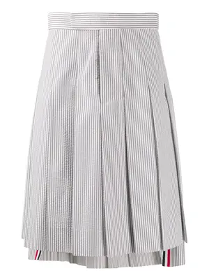 Thom Browne Seersucker Pleated Skirt - Grey