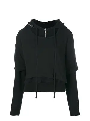 BEN TAVERNITI UNRAVEL PROJECT Cotton Layered Hoodie - Black