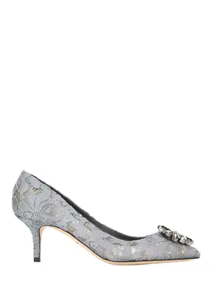 Dolce & Gabbana Taormina Lace Crystal-embellished Bellucci Pumps - Grey