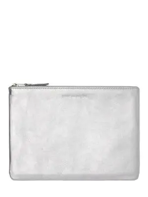 Comme Des Garçons Logo-embossed Leather Wallet Silver