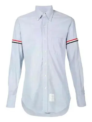 Thom Browne Grosgrain-armband Cotton Shirt - Blue