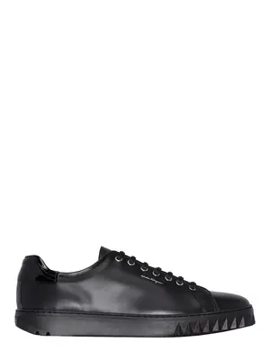 FERRAGAMO Cube Leather Sneakers - Black