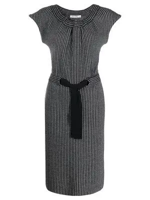 Dior Short Sleeve Tie Waist Dress - Black
