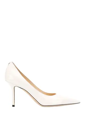 JIMMY CHOO 85mm Love Patent Leather Pumps White