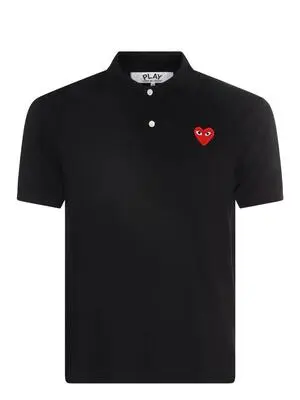 Play Comme Des Garcon Heart-patch Polo Shirt - Black