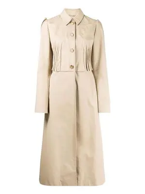 Nina Ricci Pleated Detail Flared Single-breasted Coat - Neutrals