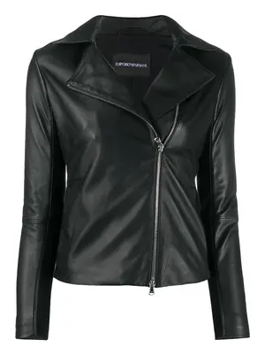Emporio Armani Zipped Biker Jacket - White