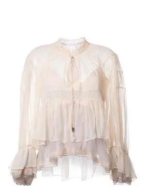 Chloé Color Block Tiered Blouse - Neutrals