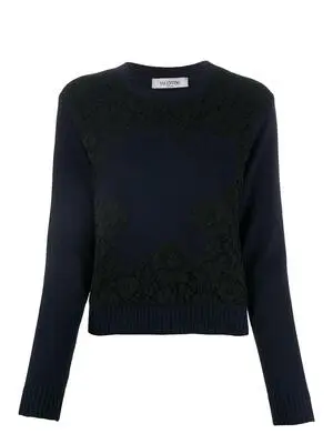 Valentino Garavani Lace Overlay Jumper - Blue