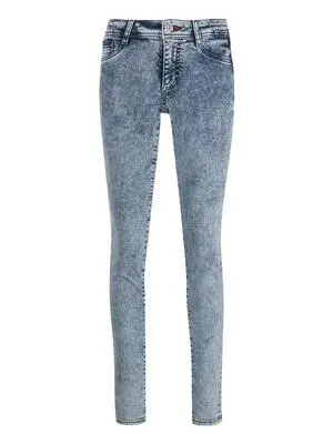 Philipp Plein Acid Wash Denim Leggings - Blue