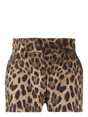 Dolce & Gabbana Leopard-print Drill Shorts - Brown