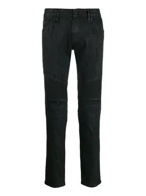 Philipp Plein Fitted Biker Jeans - Black
