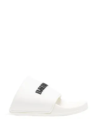 Balenciaga Logo-embossed Slides - White
