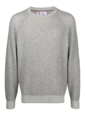 Brunello Cucinelli Ribbed Crew Neck Sweater - Grey
