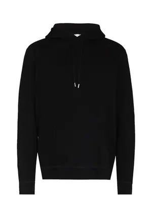 Sunspel Drawstring Cotton Hoodie - Black