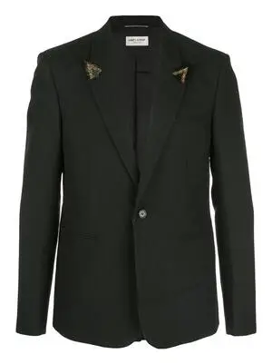 Saint Laurent Beaded Fitted Blazer - Black