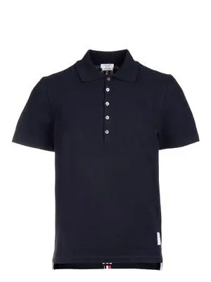 Thom Browne Center-back Stripe Piqué Polo - Blue