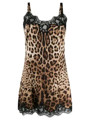 Dolce & Gabbana Leopard-print Slip Dress - Brown