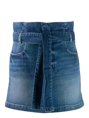 FRAME Paperbag Waist Denim Skirt - Blue