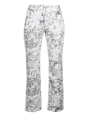 Off-White Cartoon-printed Straight Jeans - White