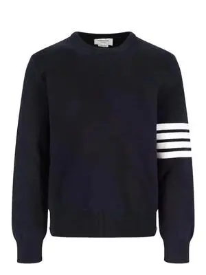 Thom Browne Cotton Crepe 4-bar Pullover - Blue