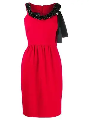 Moschino Chain-embellished Crepe Dress - Red