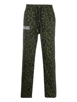 PLEASURES Leopard Print Drawstring Trousers - Green
