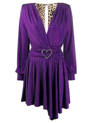 Philipp Plein Plunging V-neck Mini Dress - Purple