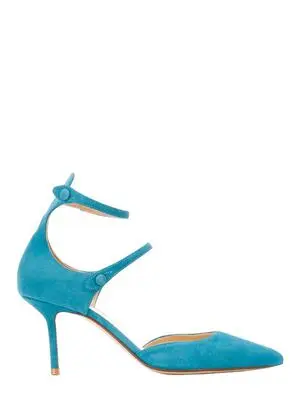 FRANCESCO RUSSO Double Strap Pointed Toe Pumps - Blue
