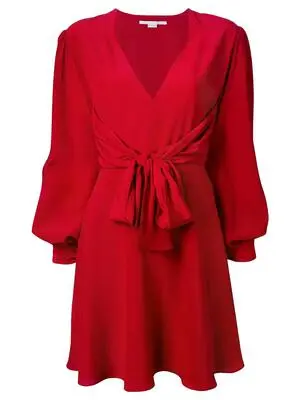 STELLA MCCARTNEY Stella McCartney Silk V-Neck Tie Waist Mini Dress