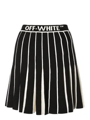 Off-White Contrasting Pleated Skirt - Black