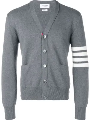Thom Browne 4-bar Milano Stitch Cardigan - Grey