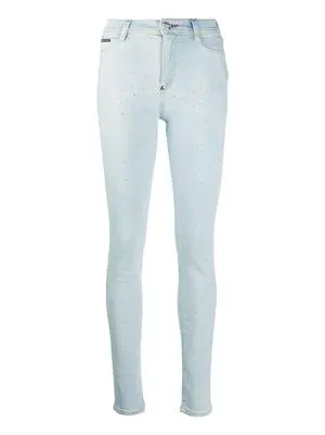 Philipp Plein High-waisted Crystal Jeggings - Blue