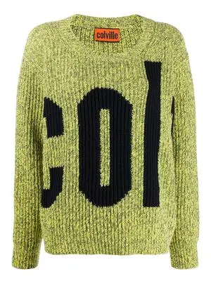 Colville Logo Ribbed Knit Jumper - Yellow