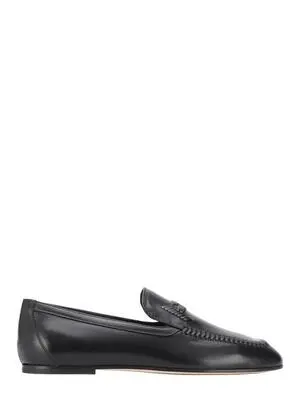 TOD'S Whipstitch Logo Loafers - Black