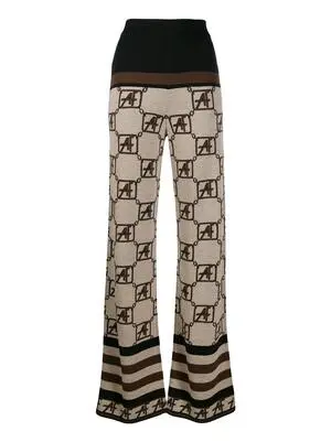 Alberta Ferretti Geometric Pattern Knitted Trousers - Brown