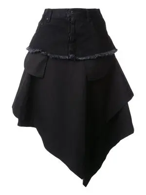 BEN TAVERNITI UNRAVEL PROJECT Asymmetric Cotton Skirt - Black