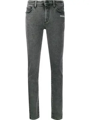 Off-White Washed Skinny Jeans - Grey