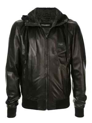 Dolce & Gabbana Logo-tag Leather Jacket - Black