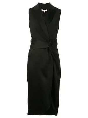 Simkhai Gathered Satin Midi Dress - Black